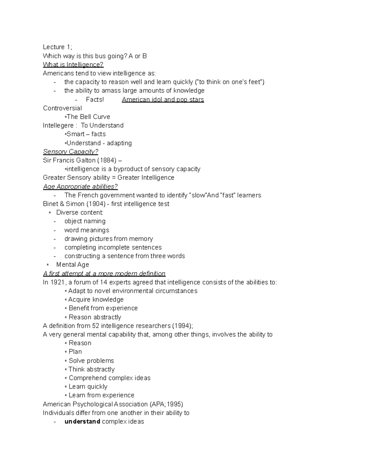 Psych Notes Exam 3 - Dr. Johnathan D. Forbey - Lecture 1; Which way is ...