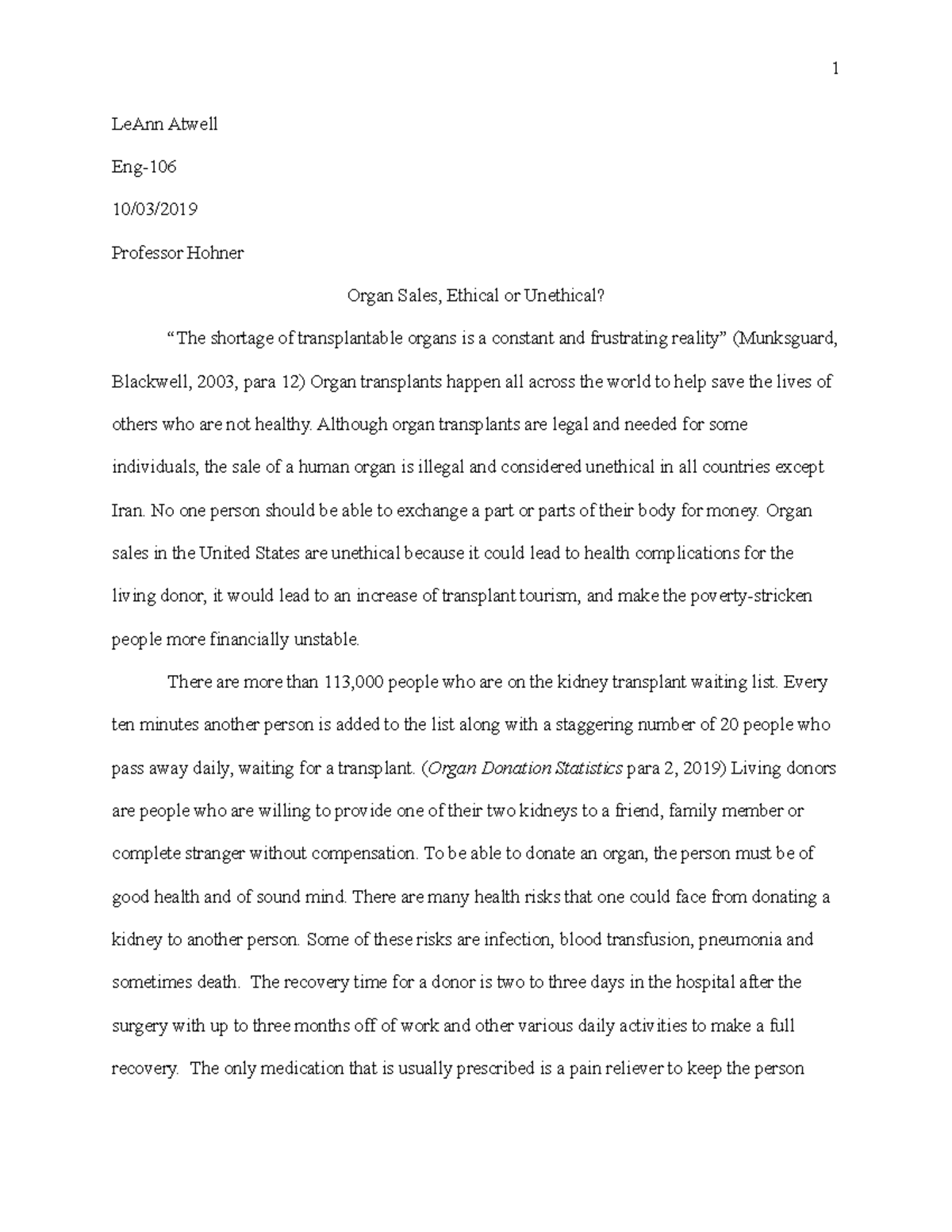 Definition essay first draft - LeAnn Atwell Eng- 10/03/ Professor ...