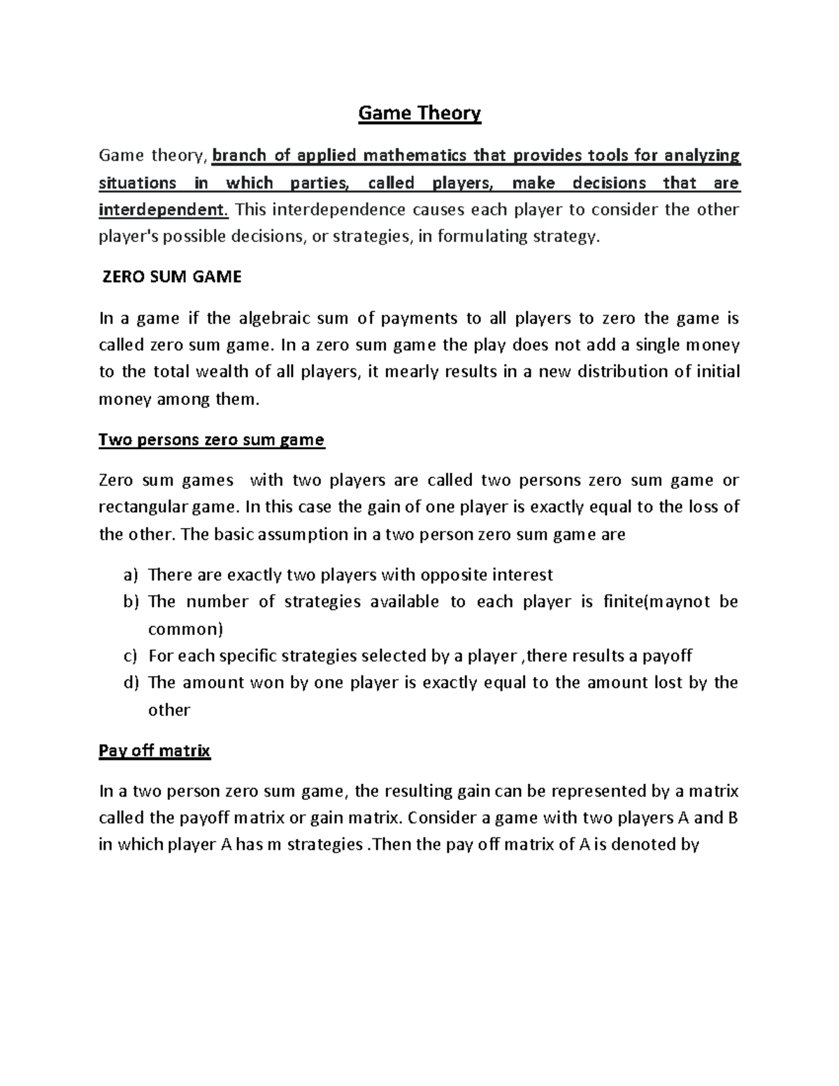 GAME Theory - Game Theory Game theory, branch of applied mathematics ...