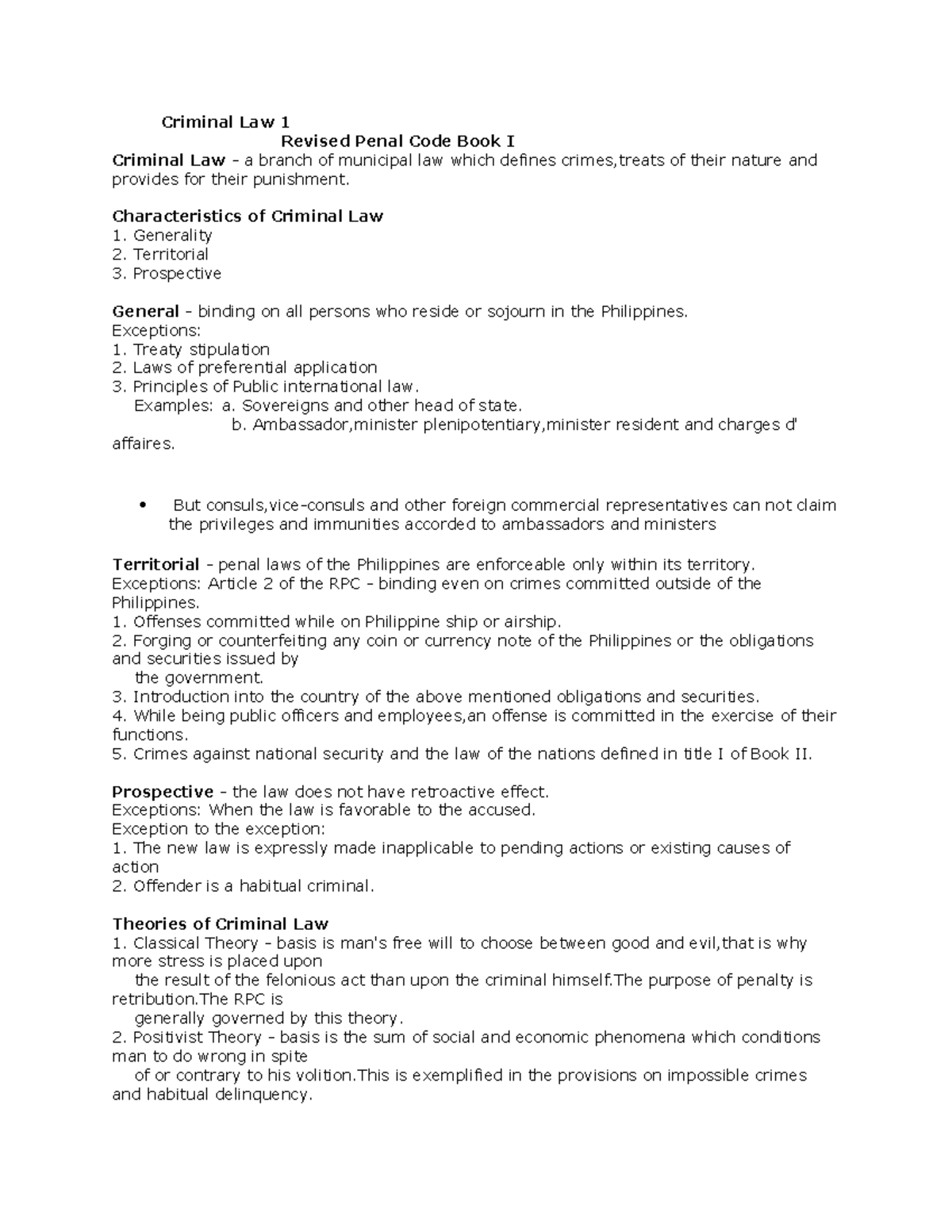 DEFINITION OF TERMS CRIMINAL LAW PHILIPPINES Criminal Law 1 Revised