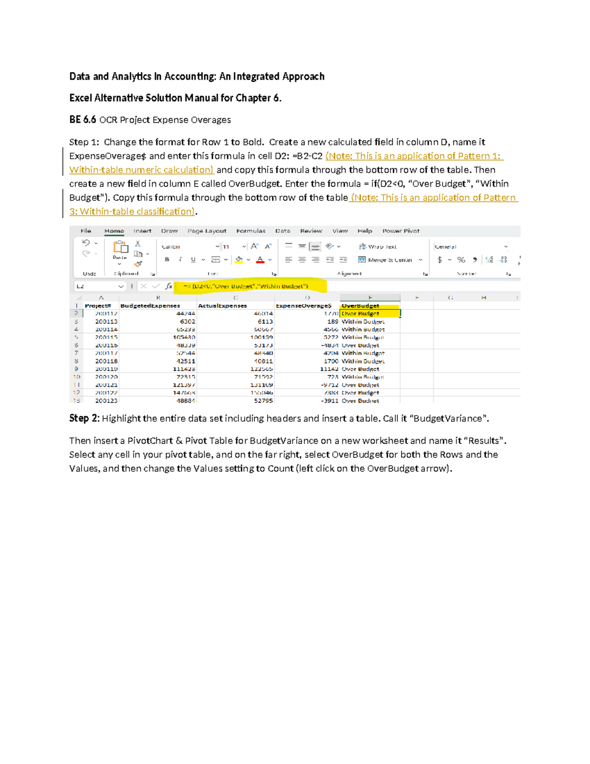 DA EOC CH 06 BE6 - adv comp apps - Data and Analytics in Accounting: An ...