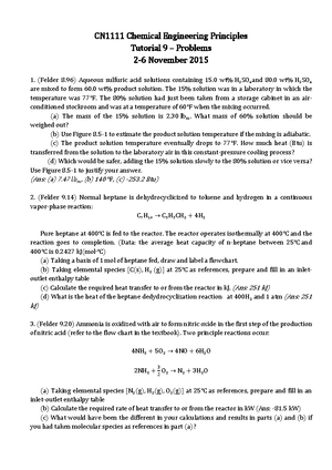 Tutorial 11 - 1 Department of Chemical and Biomolecular Engineering ...