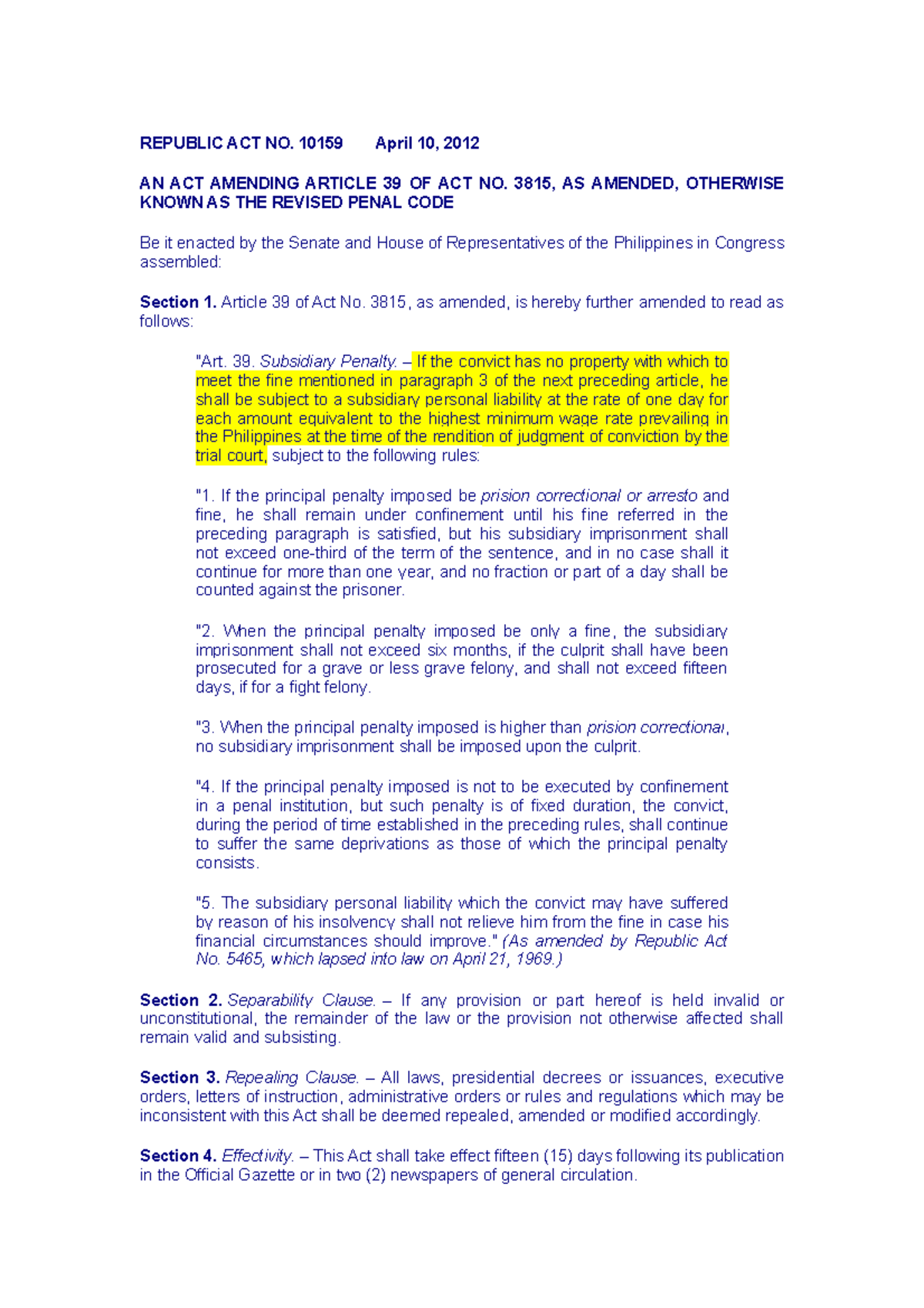Republic ACT NO 10159 Lecture Notes 9 REPUBLIC ACT NO 10159 April