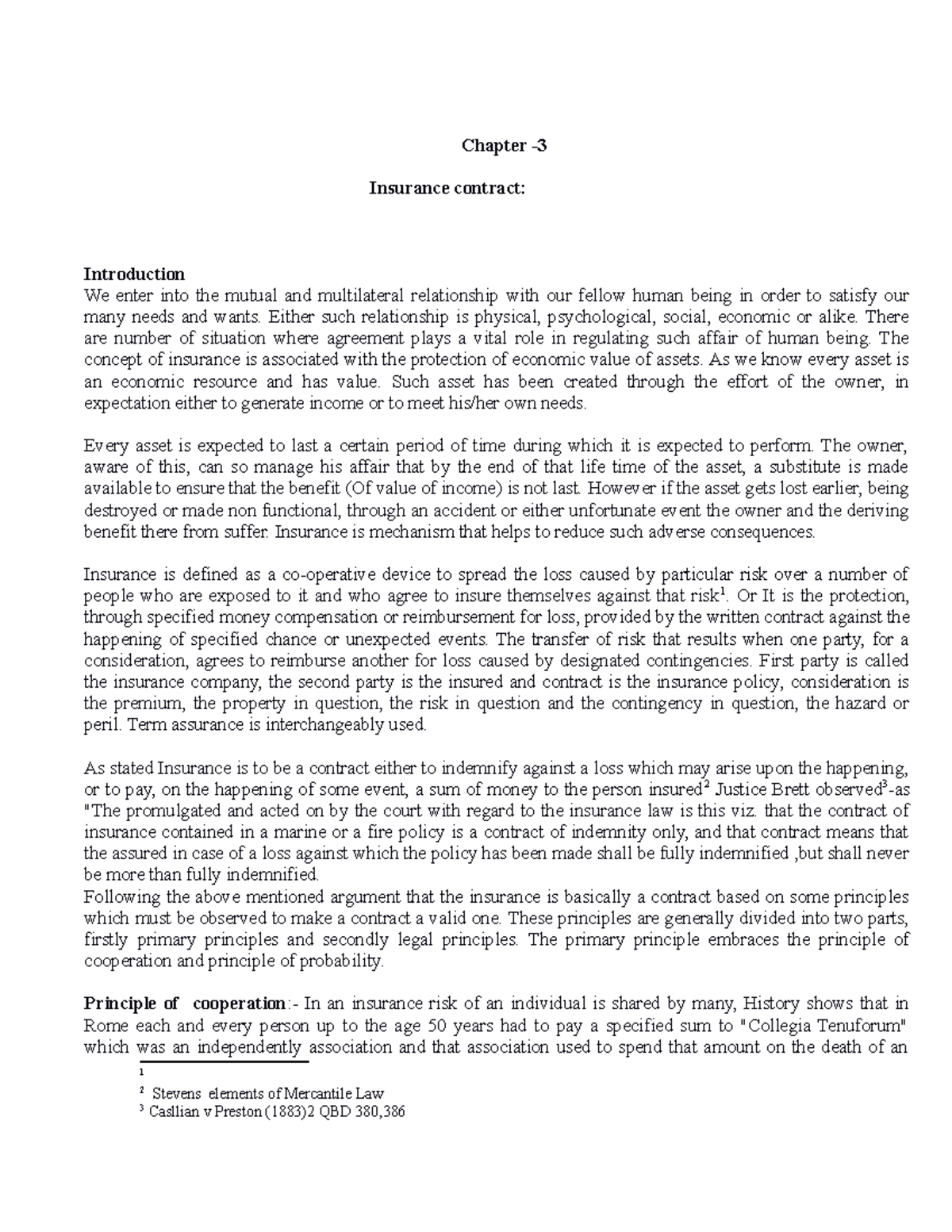 Insurance-contract - Chapter - Insurance contract: Introduction We ...