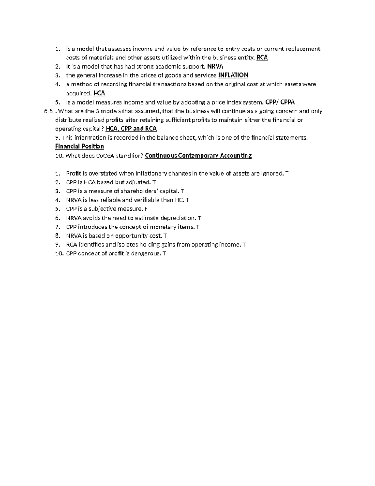 Quizz - Bsba - is a model that assesses income and value by reference ...