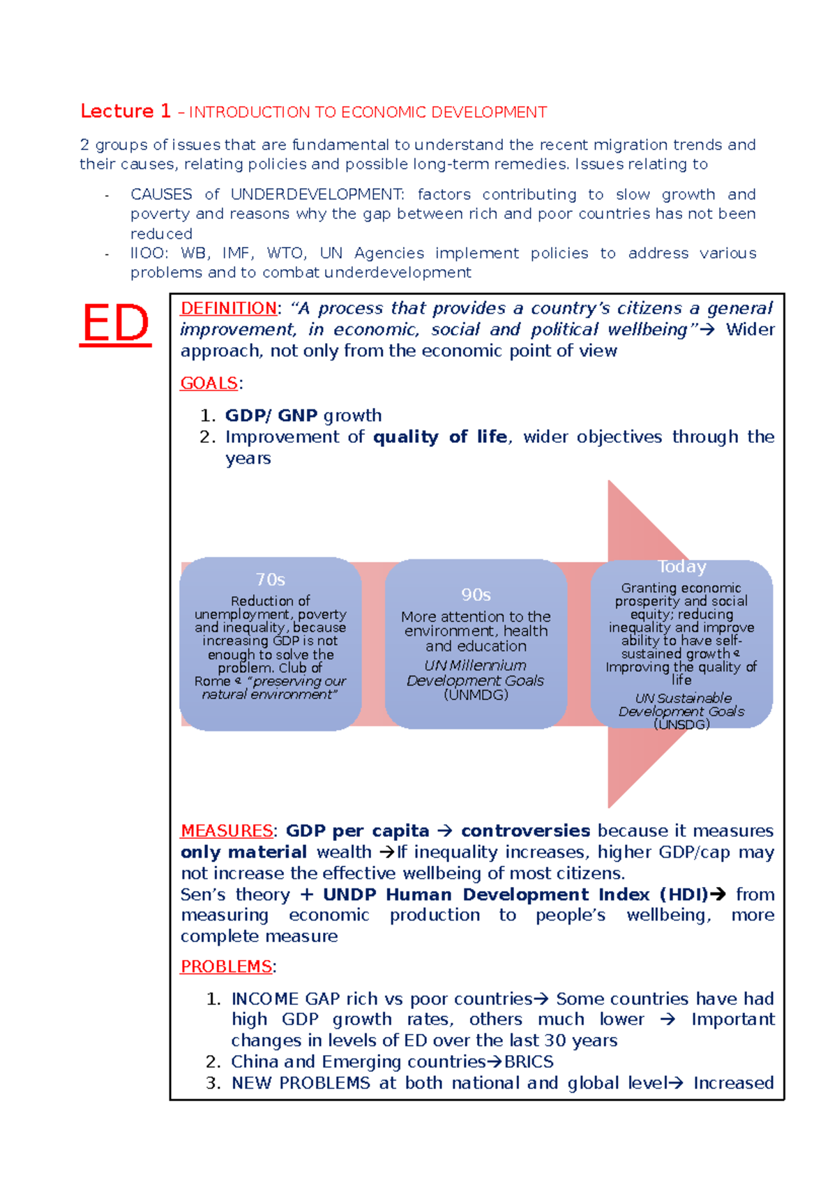 Riassunto Generale Economic Development and Global Governance - Lecture ...