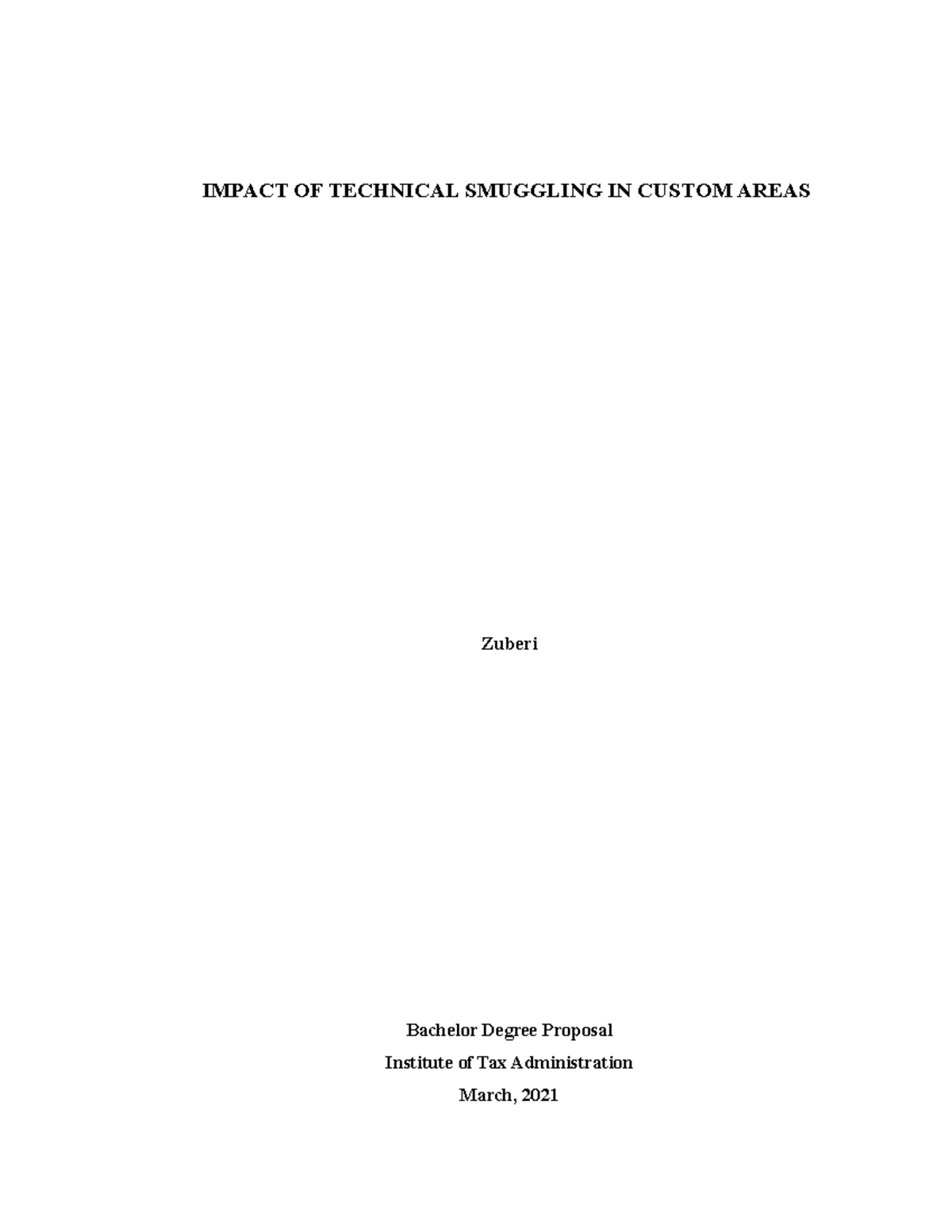 Impact OF Technical Smuggling IN Custom Areas - IMPACT OF TECHNICAL ...