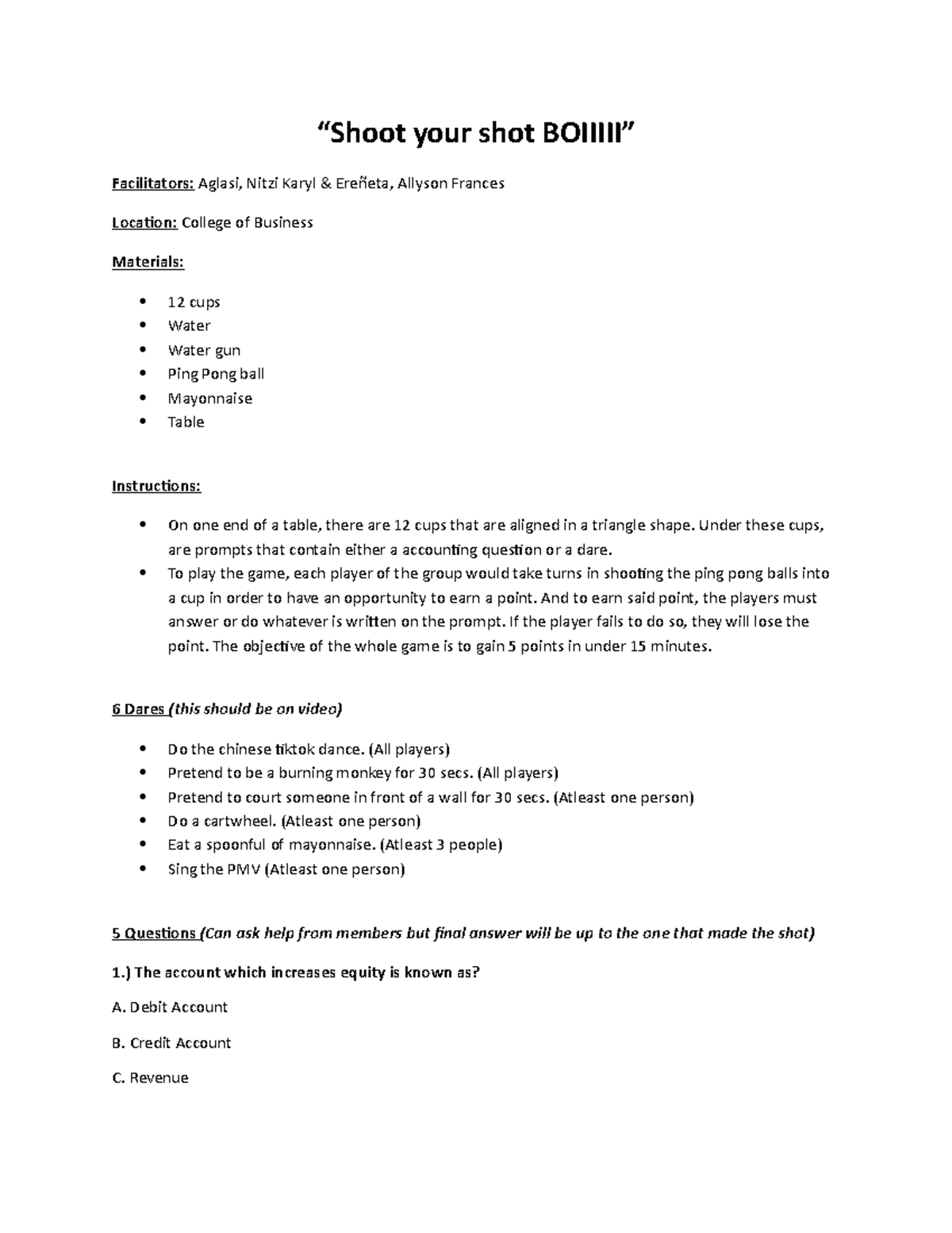 Shoot your shot Boiiiii - “Shoot your shot BOIIIII” Facilitators ...