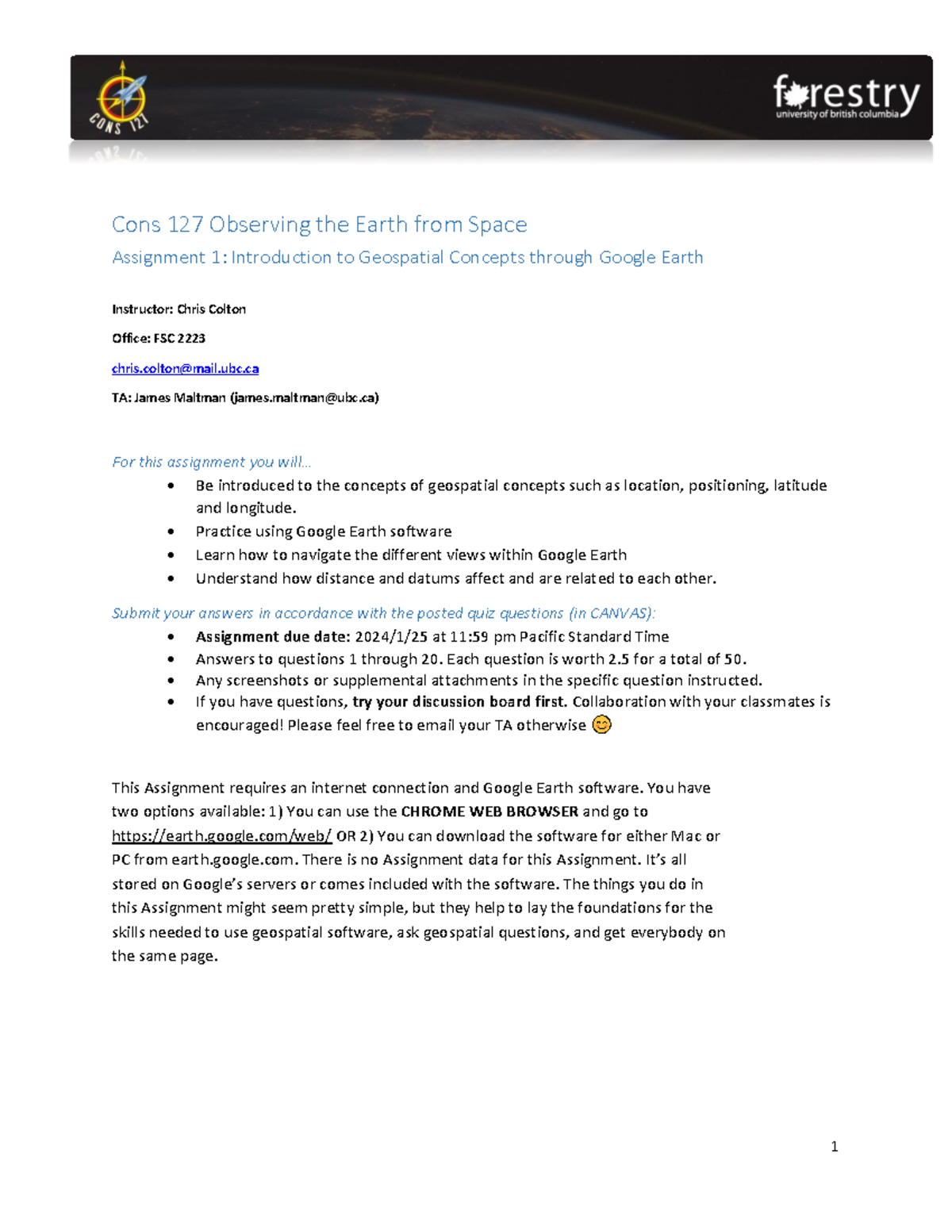 2024.1 - Cons 127 Observing the Earth from Space Assignment 1: Introduction to Geospatial ...