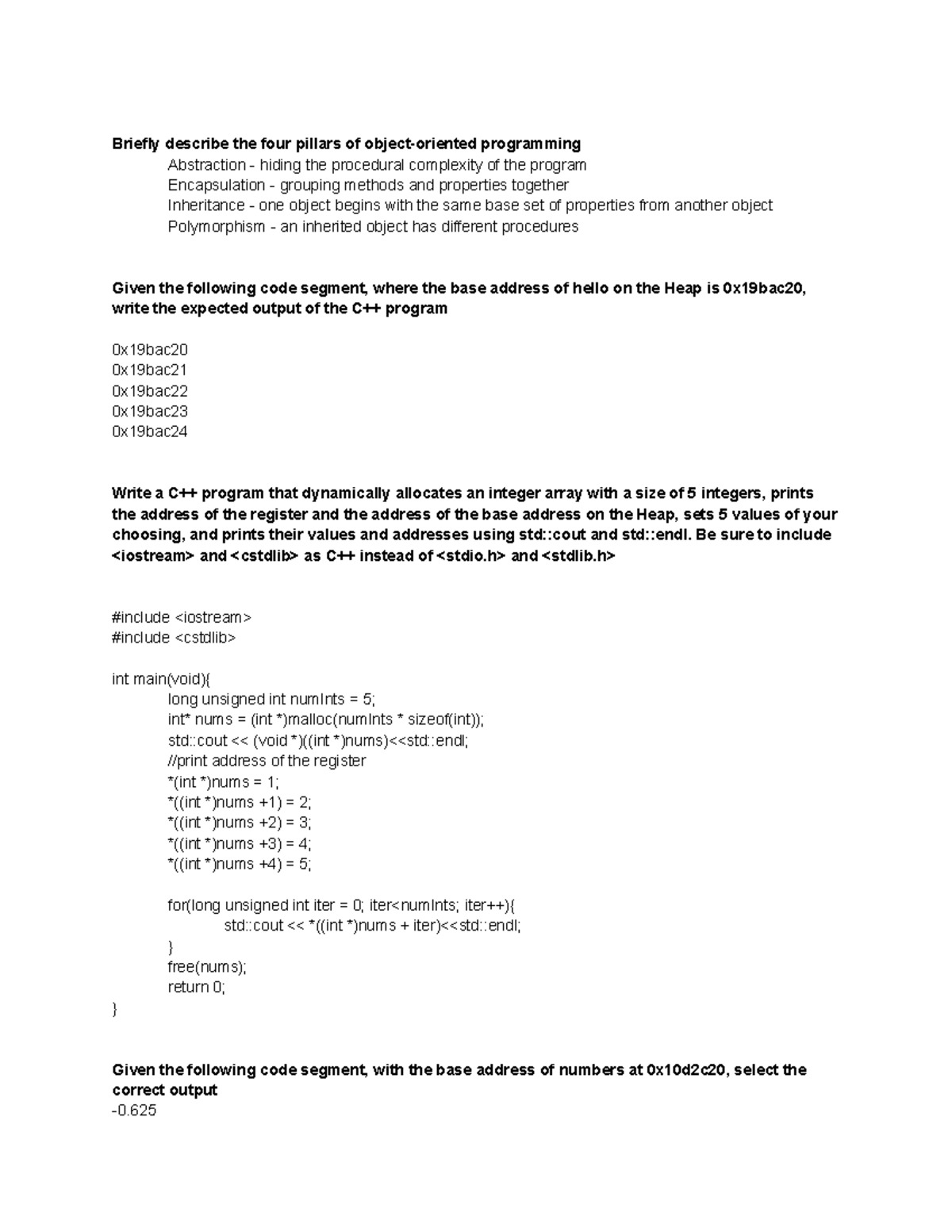 Weekly Survey 6 - Briefly describe the four pillars of object-oriented ...