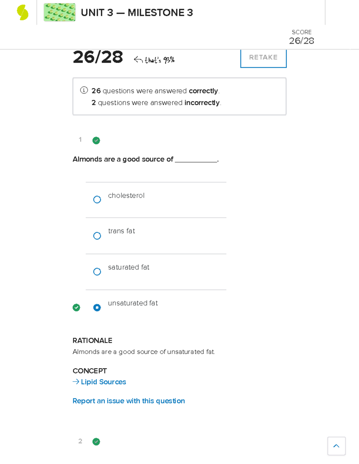 Sophia Introduction To Nutrition Milestone 3.pdf - 1 CONCEPT → Lipid ...