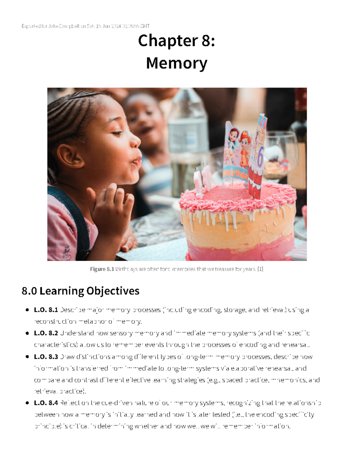 Chapter 8 Memory - Exported for Jake Campbell on Sat, 15 Jun 2024 02:08:55 GMT Chapter 8: Memory ...