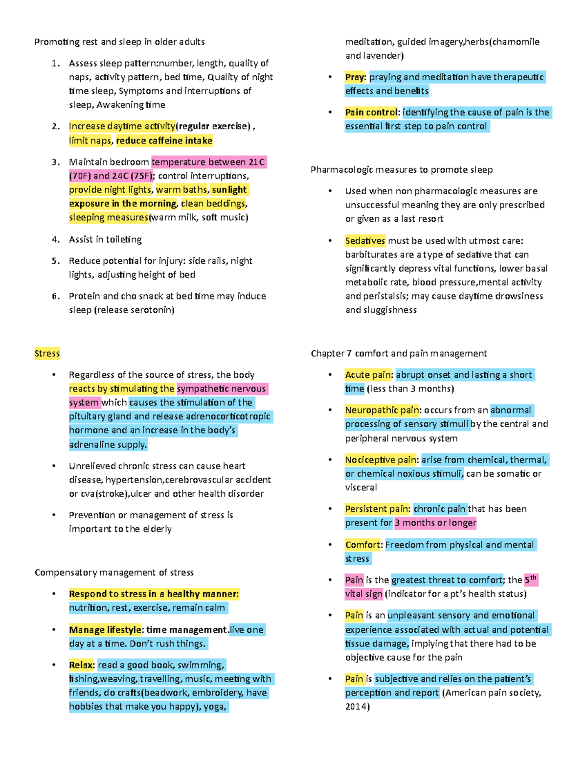 Geria Midterm - WEEK 3 - asdfghj - Promoting rest and sleep in older adults 1. Assess sleep ...