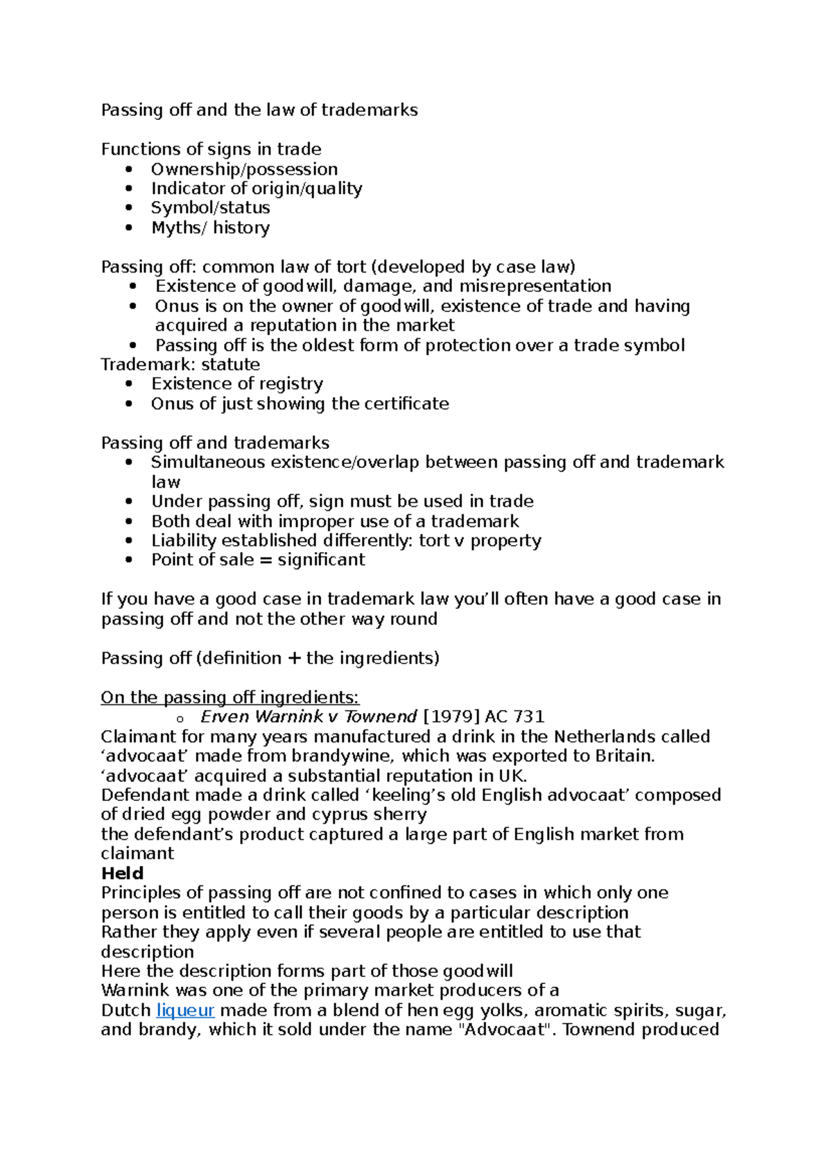 Passing off and the law of trademarks - Passing off and the law of ...