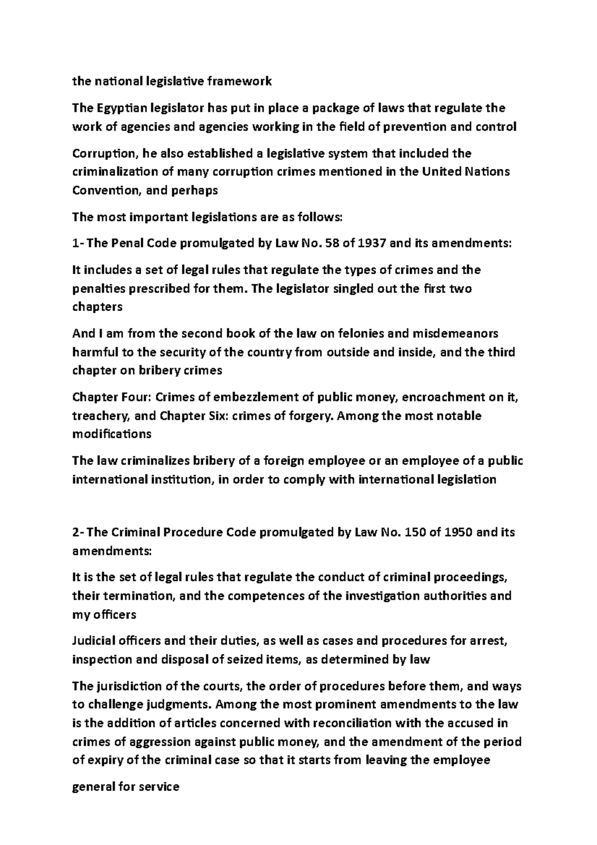 The national legislative framework - 58 of 1937 and its amendments: It ...