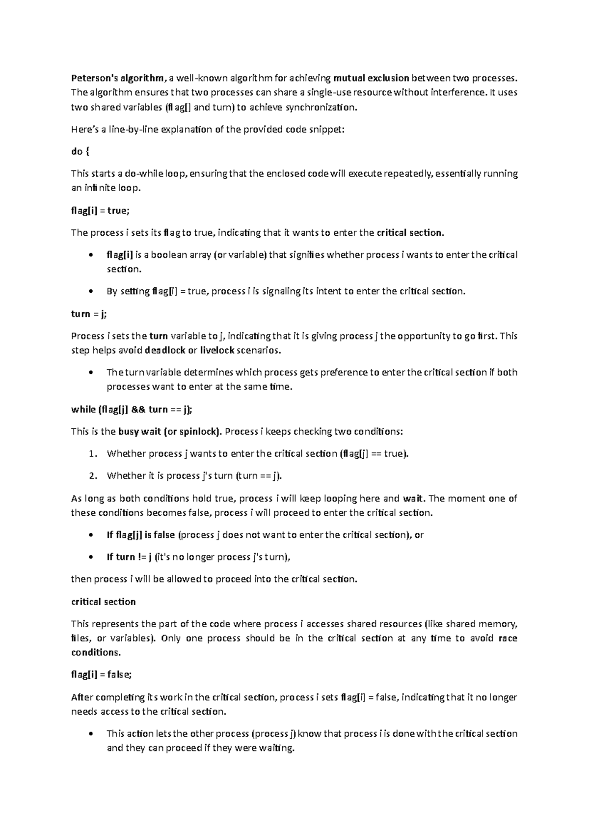 Peterson solution - Peterson's algorithm, a well-known algorithm for ...