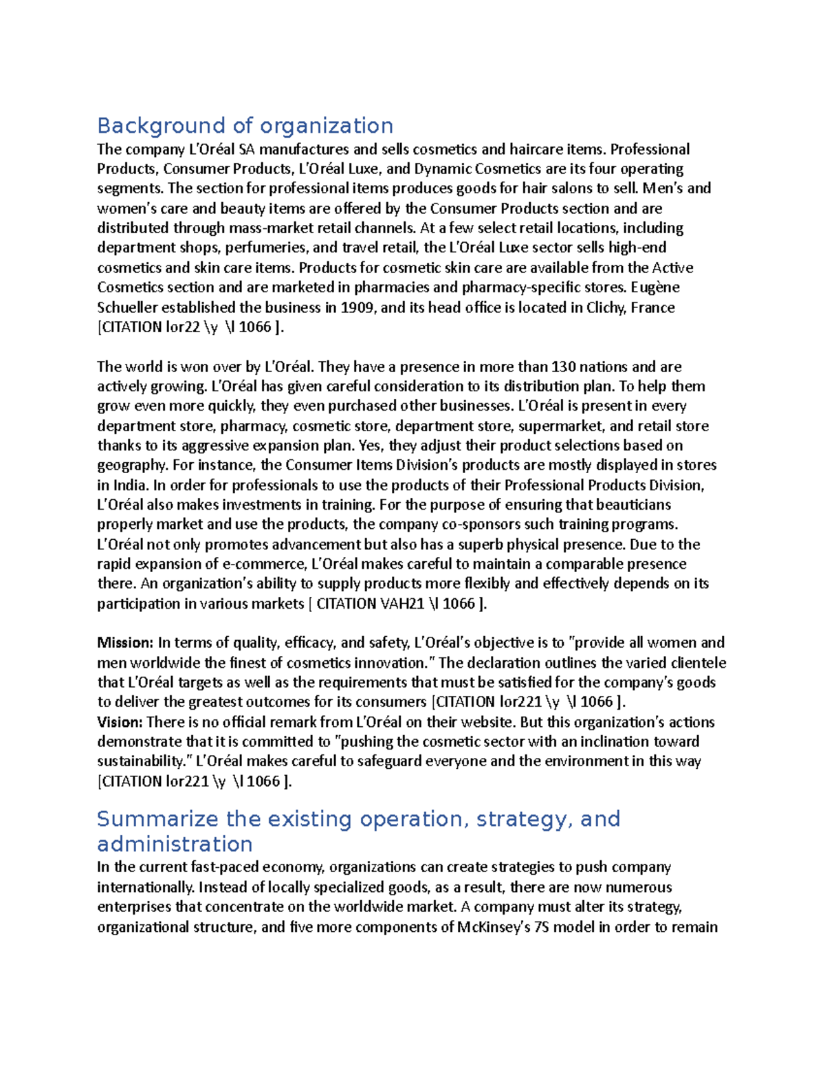 GBE-T - global business environment - Background of organization The ...