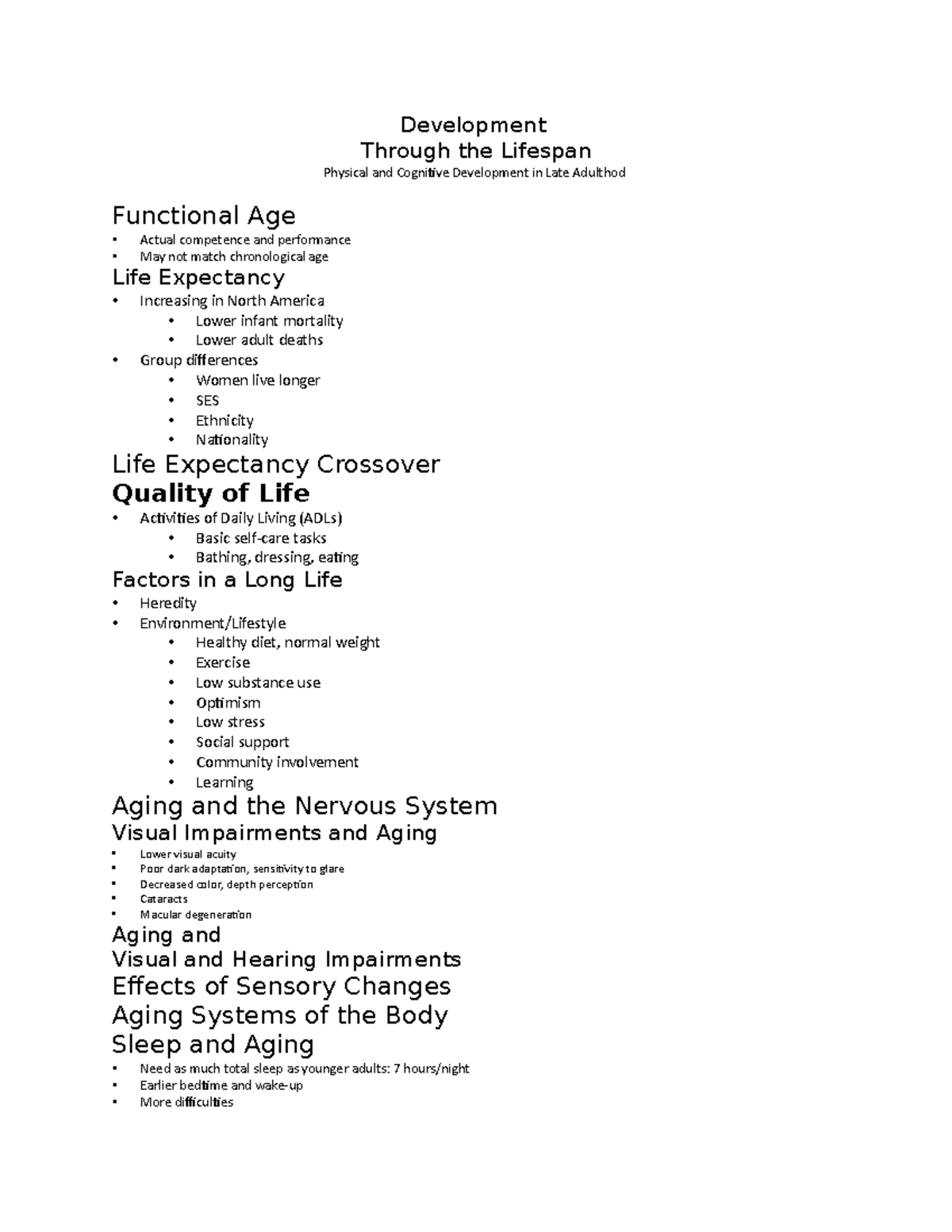 Ch. 17 Physical and Cognitive Development in Late Adulthood ...