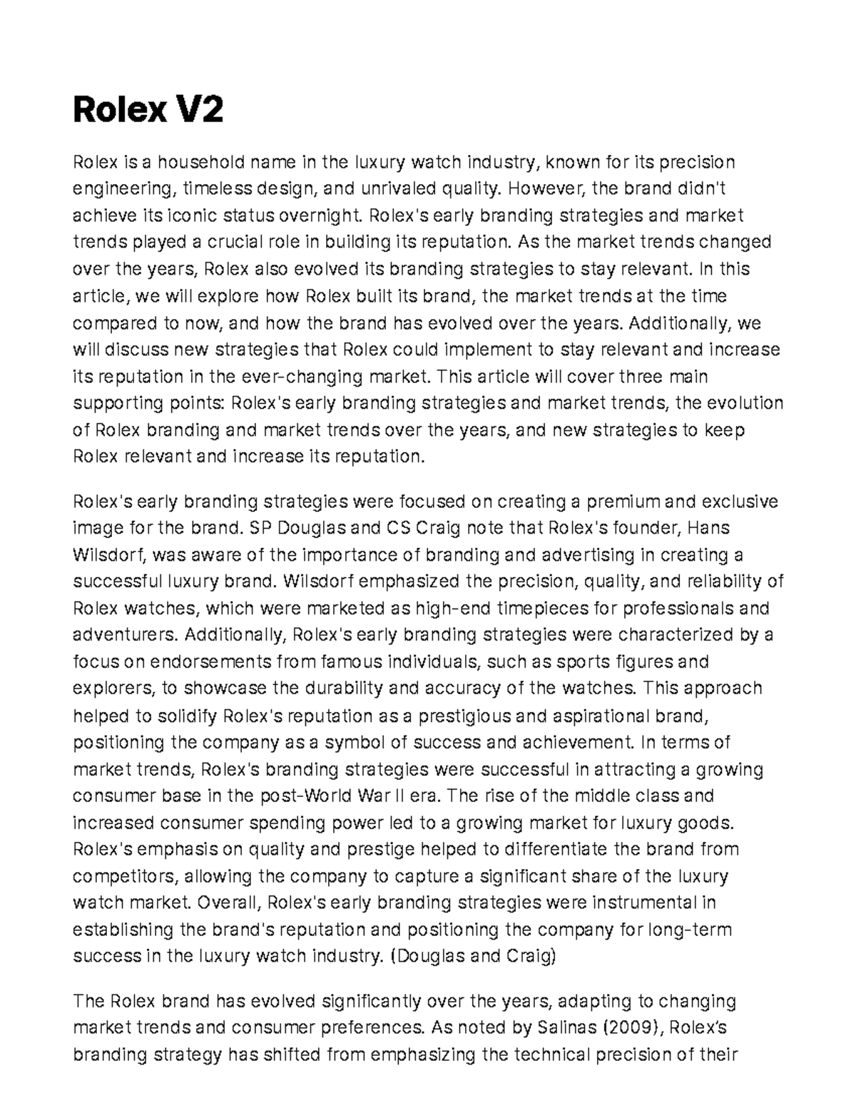 Rolex V2 - Case Study - Rolex V Rolex is a household name in the luxury ...