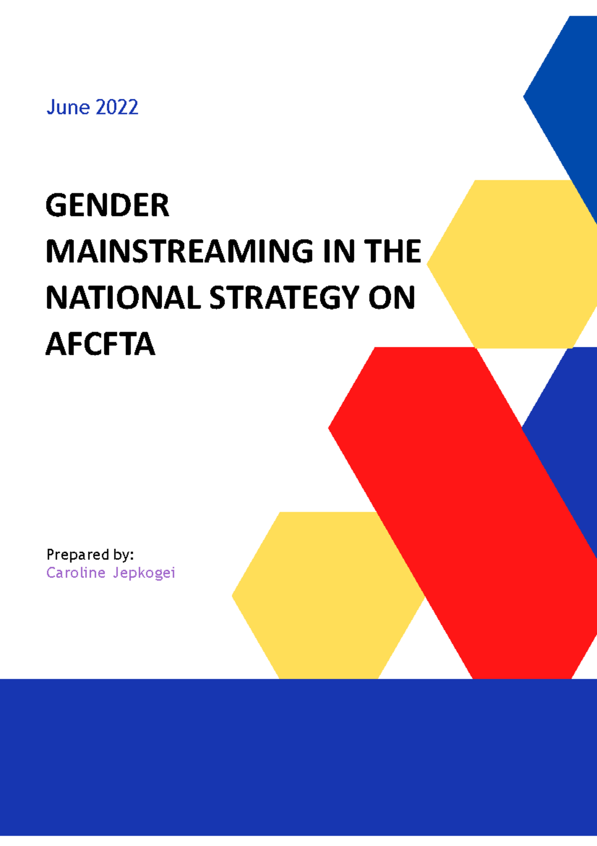 Gender Mainstreaming IN THE National Strategy ON Afcfta - GENDER ...
