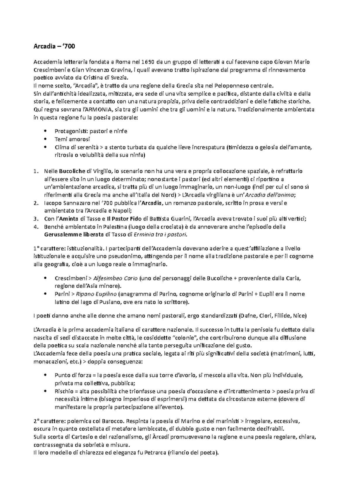 Il '700 e l'Arcadia - appunti + ricerche - Arcadia – ‘ Accademia ...
