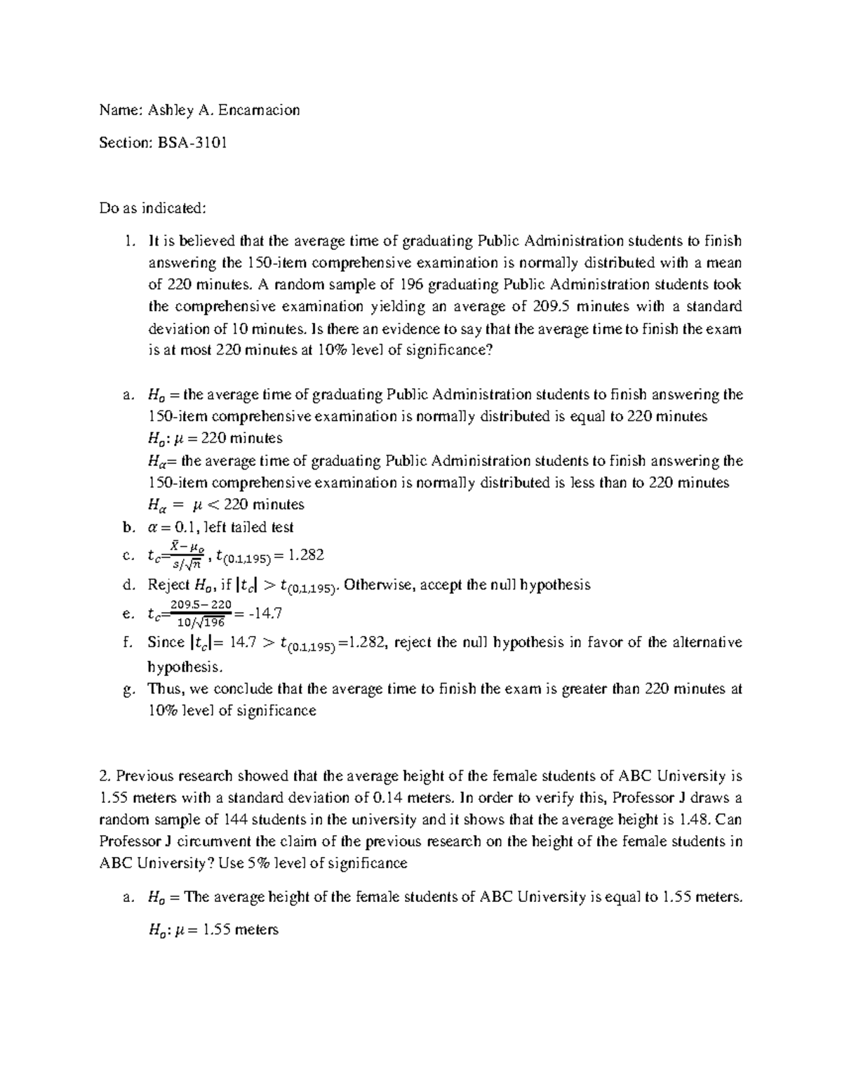 Ashley Encarnacion - Practice Exercise 4 - Name: Ashley A. Encarnacion ...