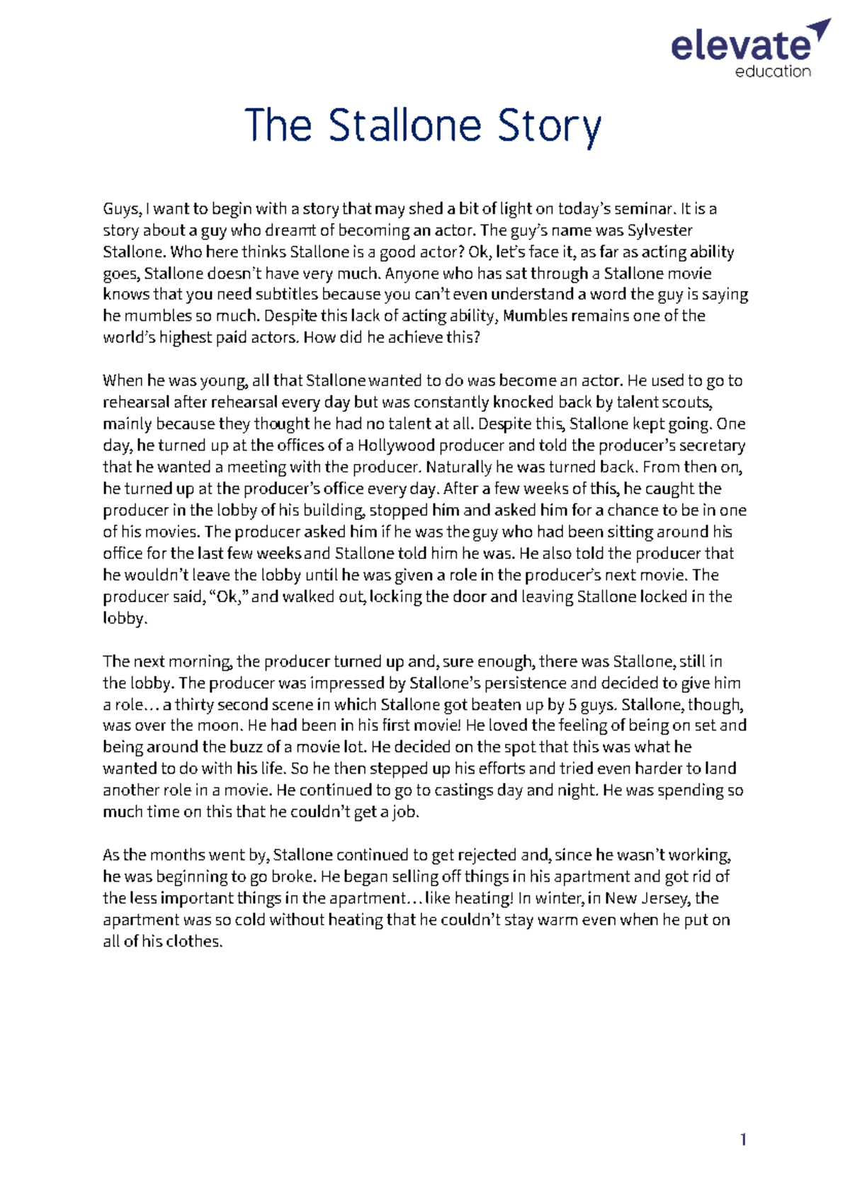 The Stallone Story - Studocu