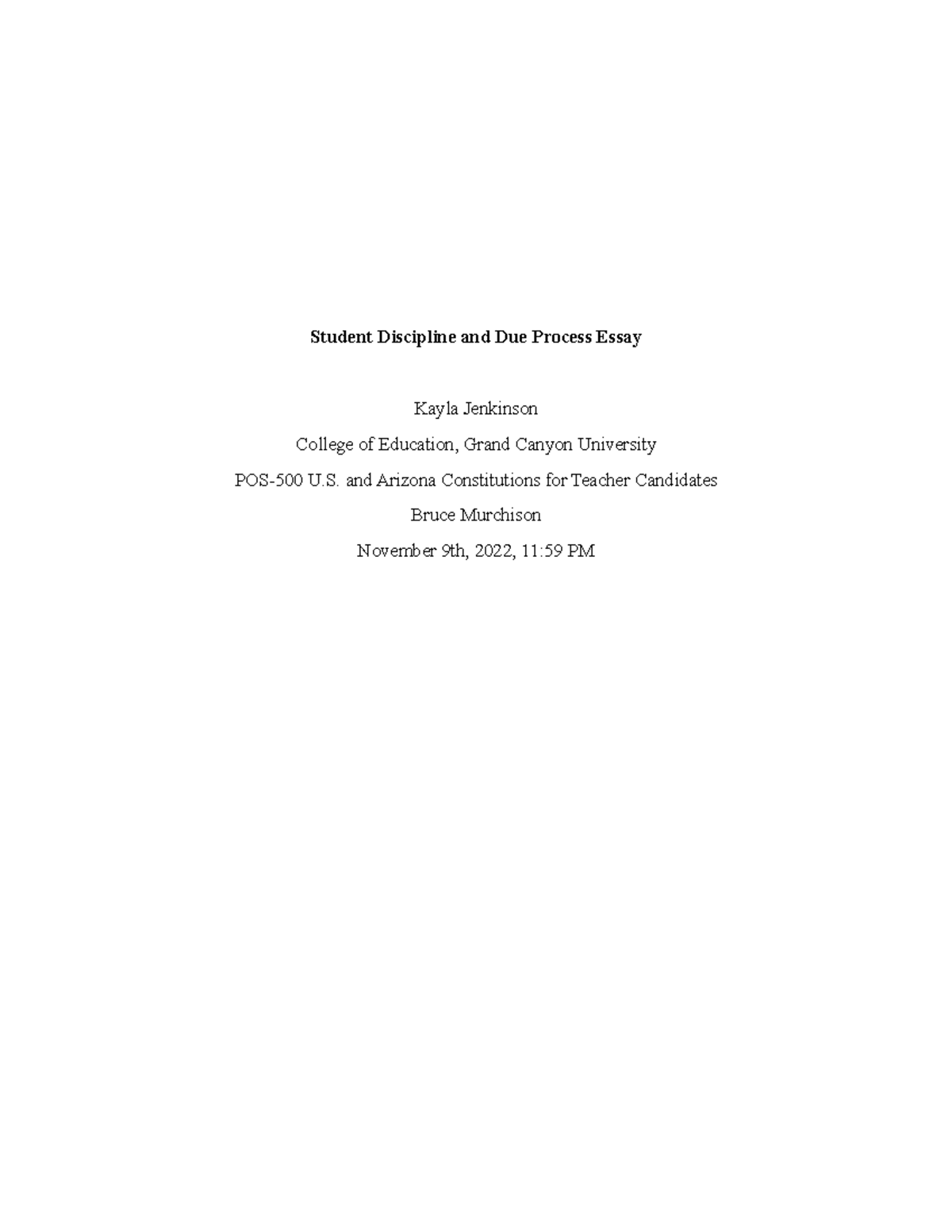 Student Discipline and Due Process Essay - and Arizona Constitutions ...