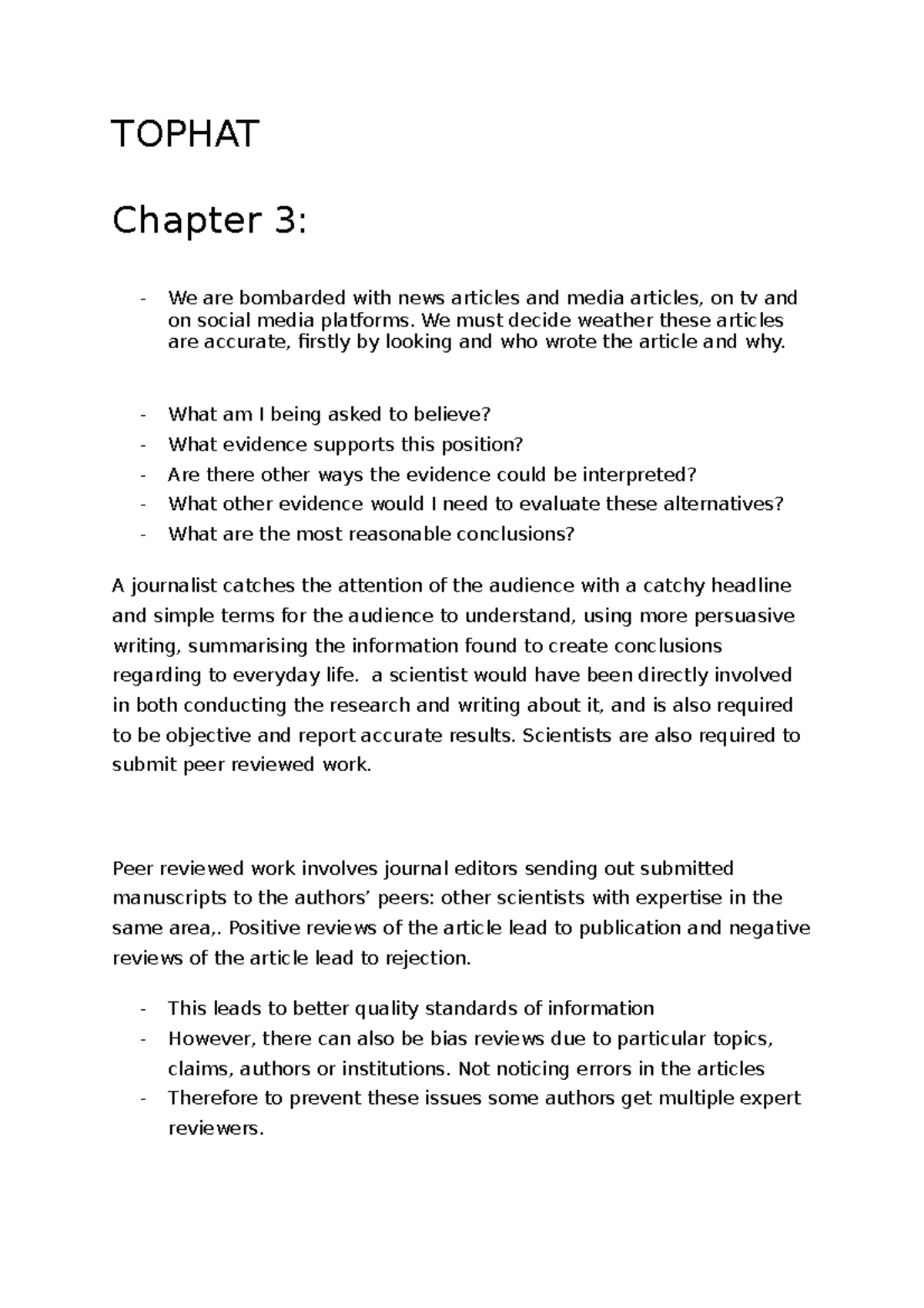 Tophat - top hat notes - TOPHAT Chapter 3: We are bombarded with news ...