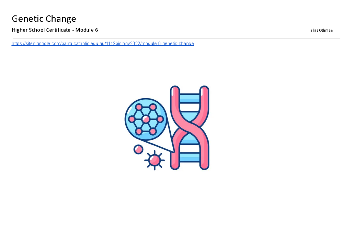 HSC Module Six - Genetic Change - Biology - Genetic Change Higher ...