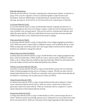ITE 210 Topology Notes - Intro to Topologies In networking, a topology ...