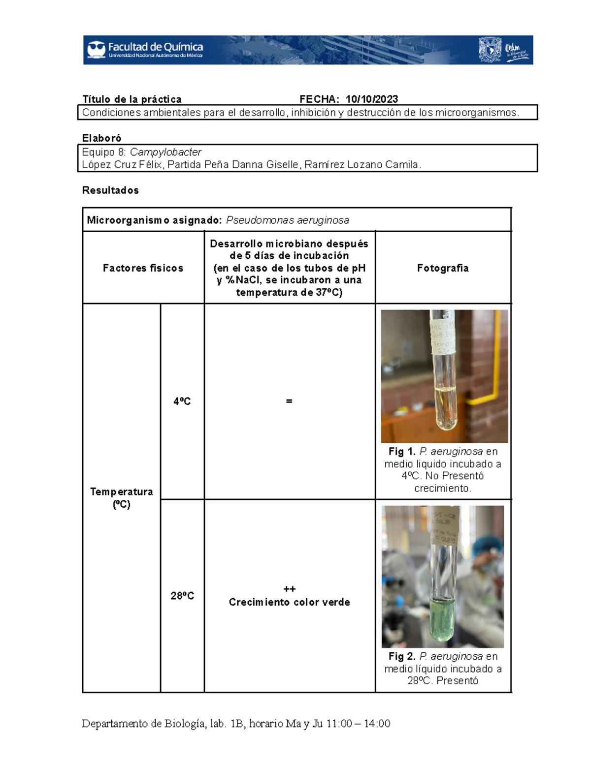 Condiciones ambientales - Título de la práctica FECHA: 10/10 ...