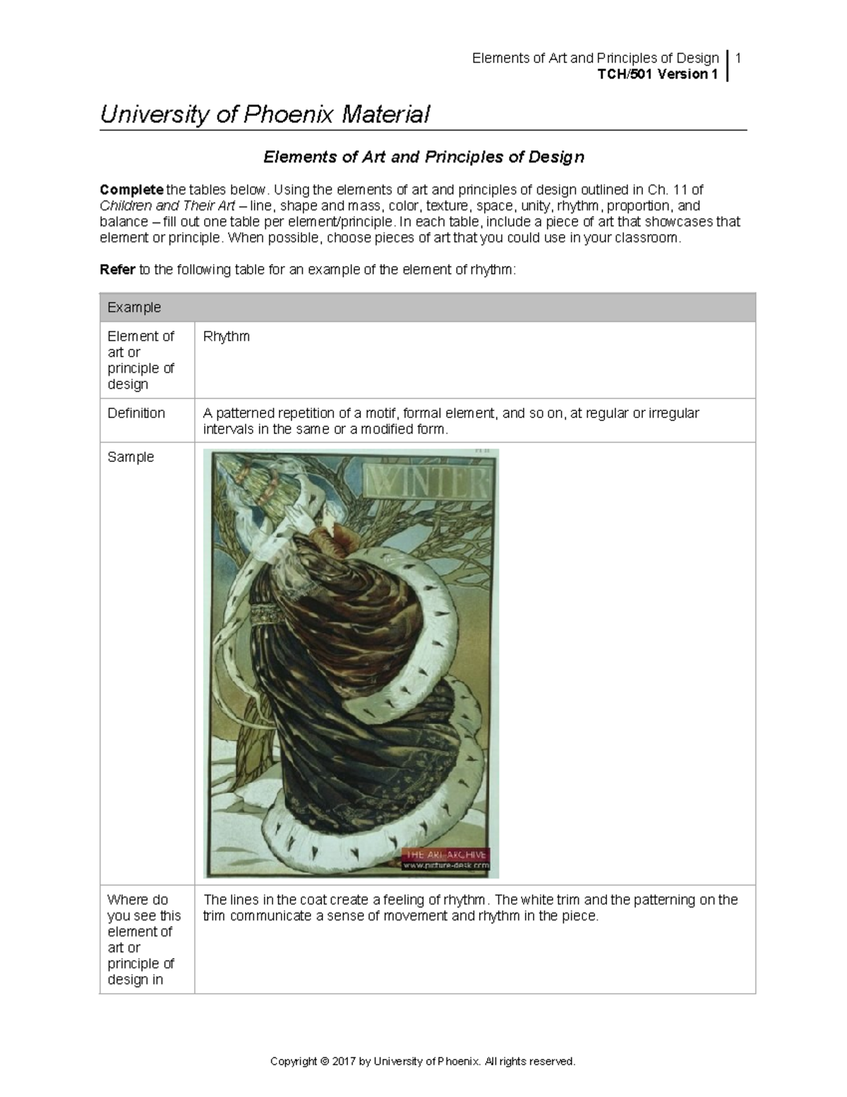 Element and art 2024 06102024 - TCH/501 Version 1 University of Phoenix Material Elements of Art ...