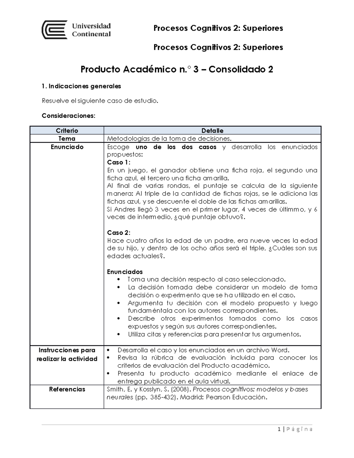 PA3 Procesos Cognitivos 2 Superiores observ correg - Producto Académico n.° 3 – Consolidado 2 1 ...