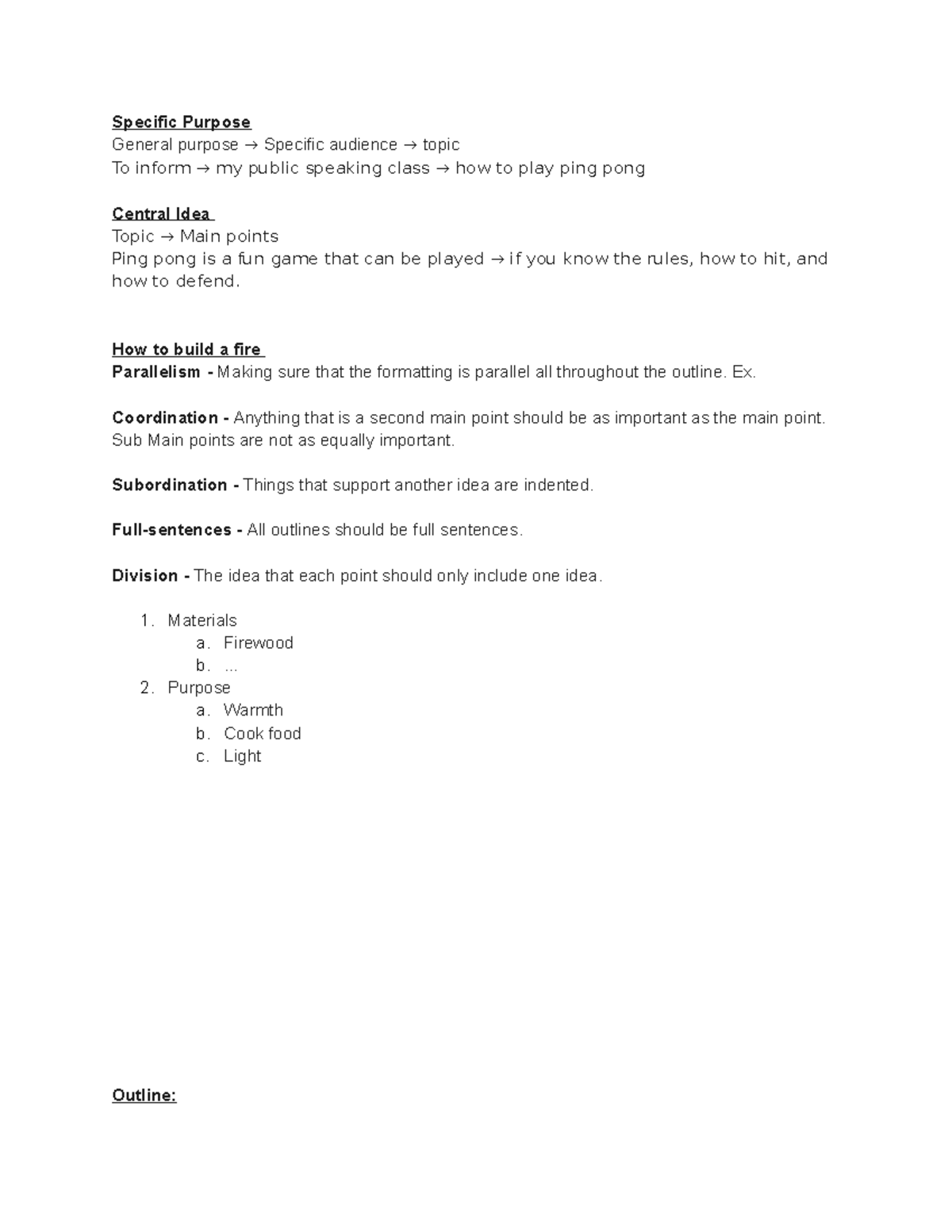 COMM 101 Lecture Notes - Specific Purpose General purpose → Specific ...