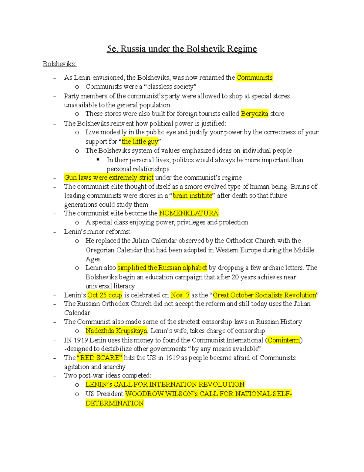 5e. Russia under the Bolshevik Regime - 5e. Russia under the Bolshevik ...