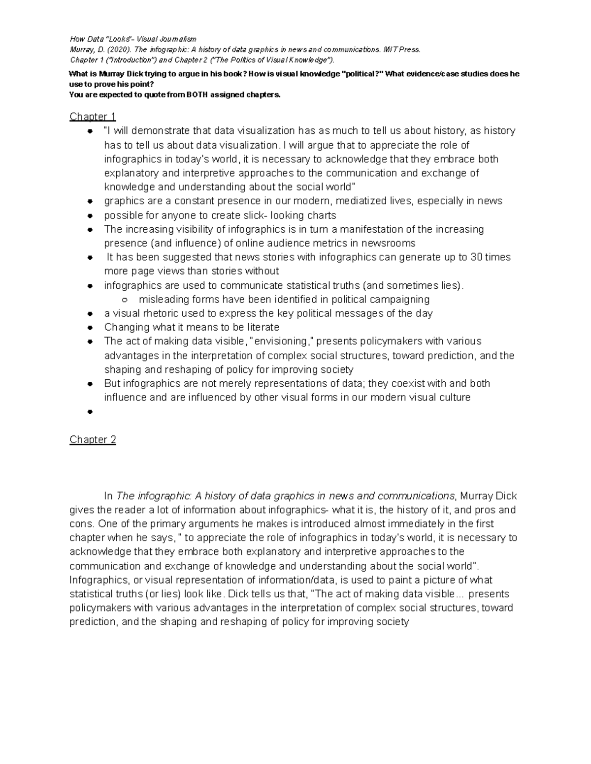 WEEK 12 - How Data “Looks”- Visual Journalism Murray, D. (2020). The ...