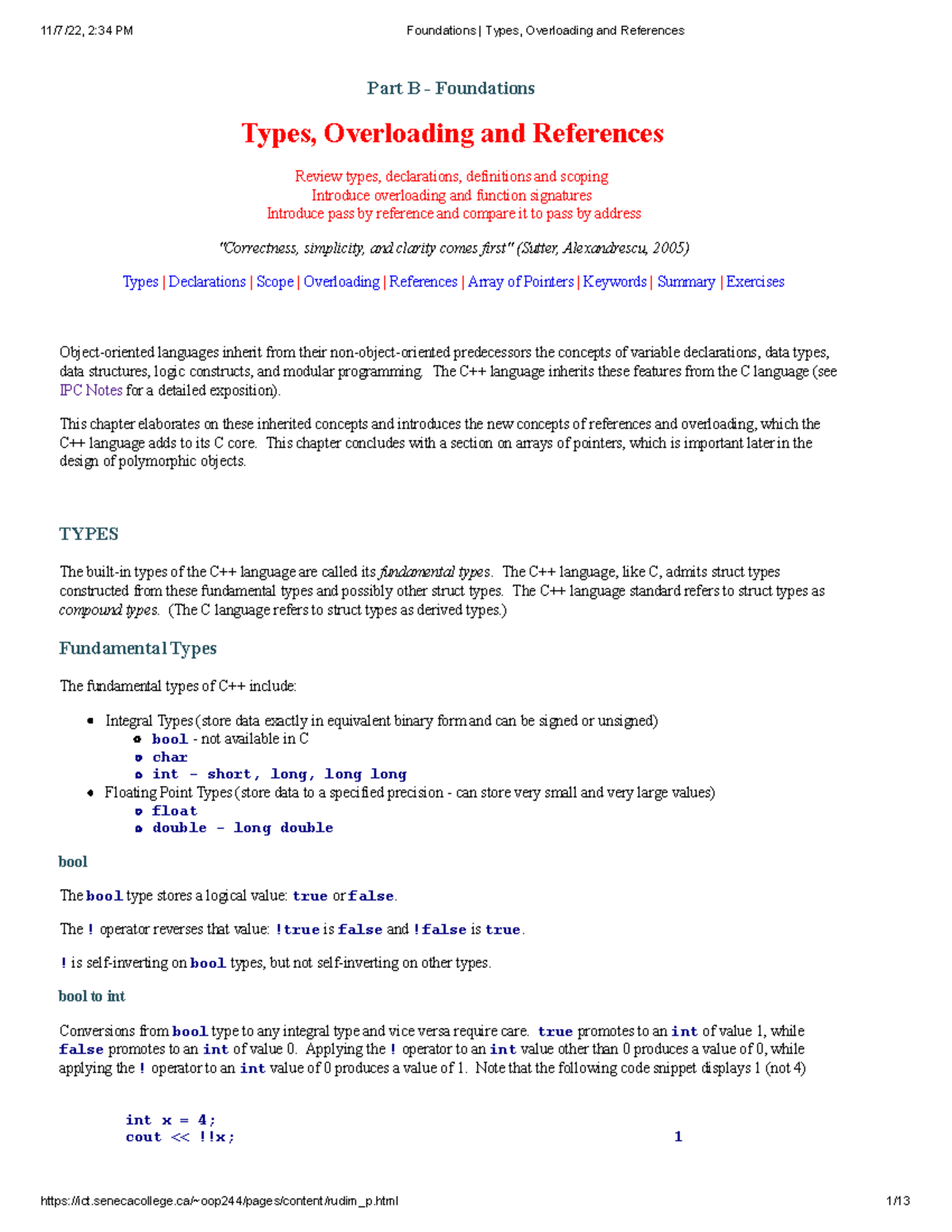 Foundations Types, Overloading and References - Part B - Foundations Types, Overloading and ...