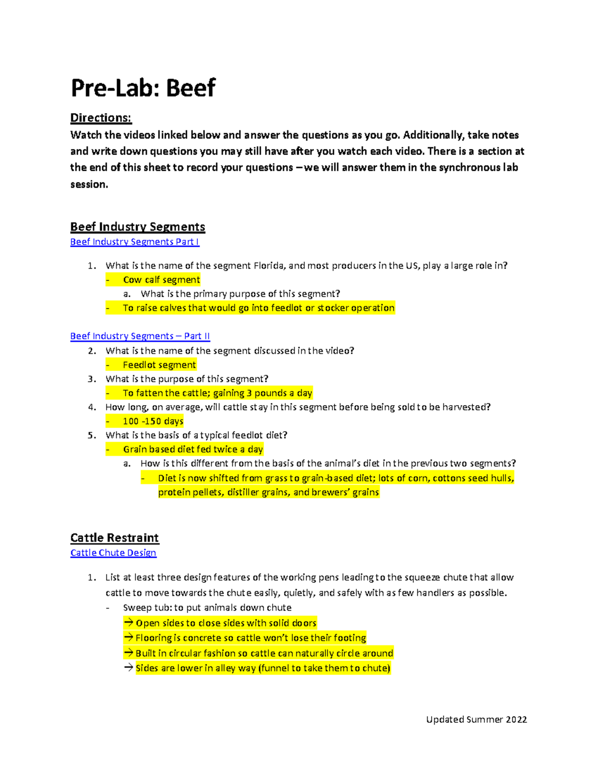 Module 7 Pre-Lab Beef - Pre lab - Pre-Lab: Beef Directions: Watch the ...