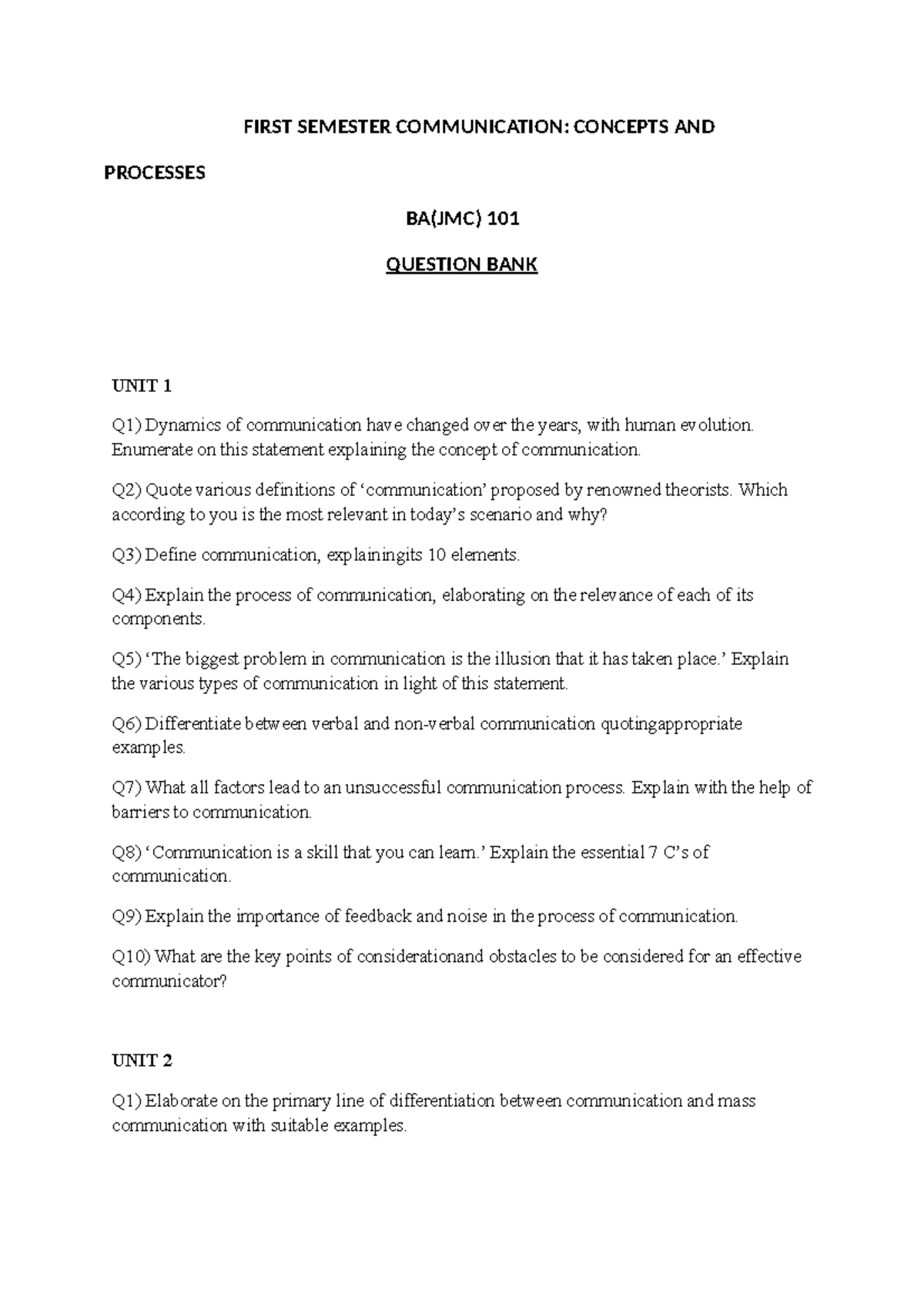 101- Communication (3)-converted - FIRST SEMESTER COMMUNICATION ...