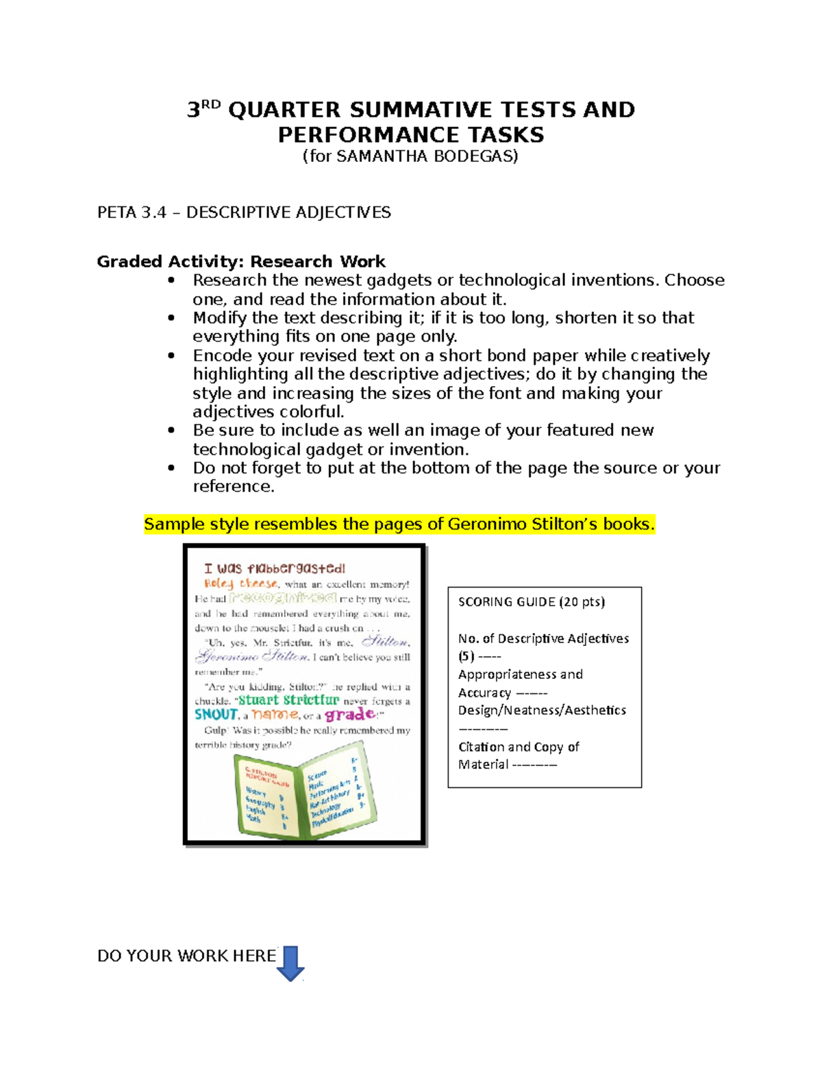 G. Peta 3.4 Research Work - 3 RD QUARTER SUMMATIVE TESTS AND ...