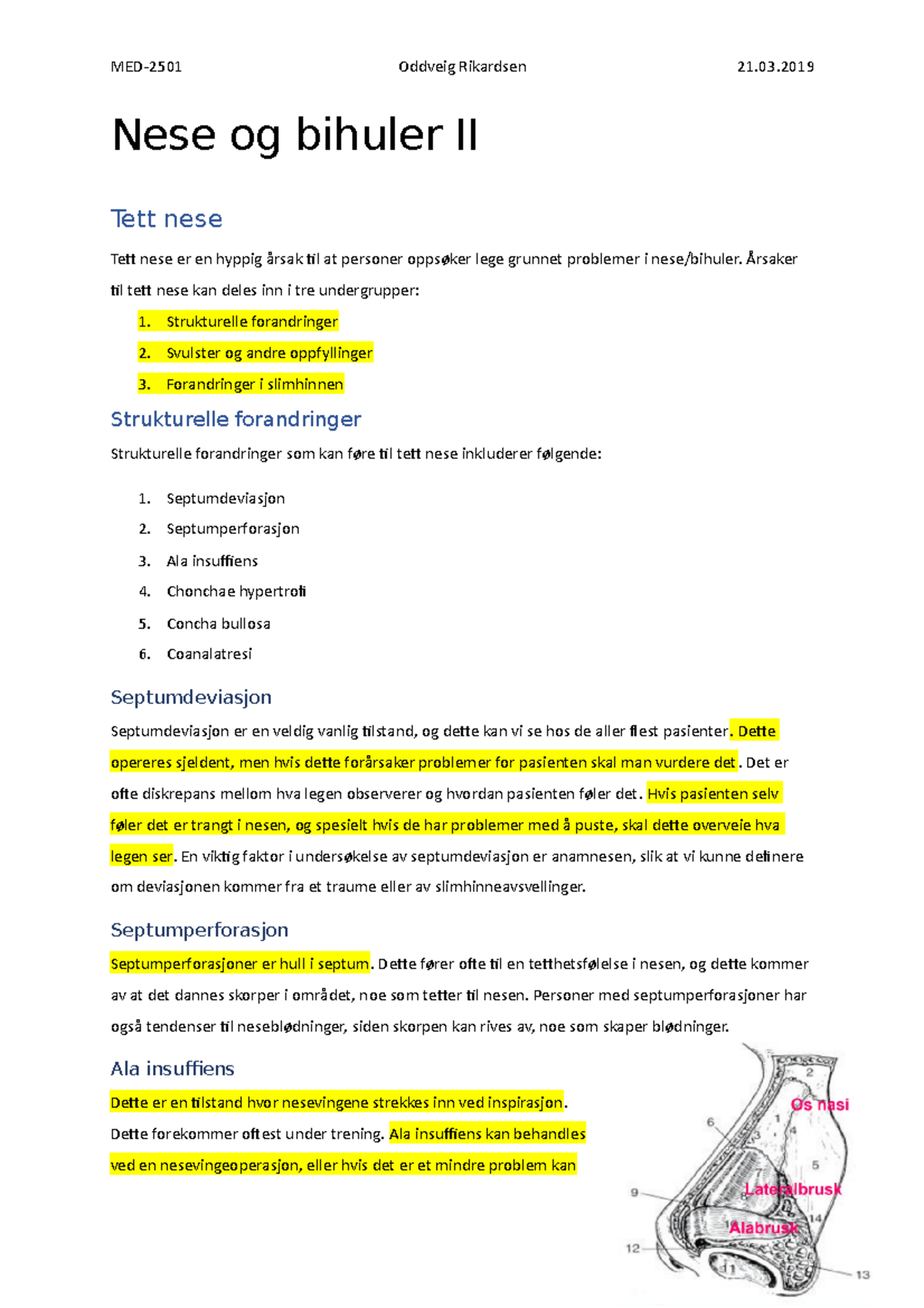 Nese og bihuler II - Forelesningsnotater 156 - Nese og bihuler II Tett ...