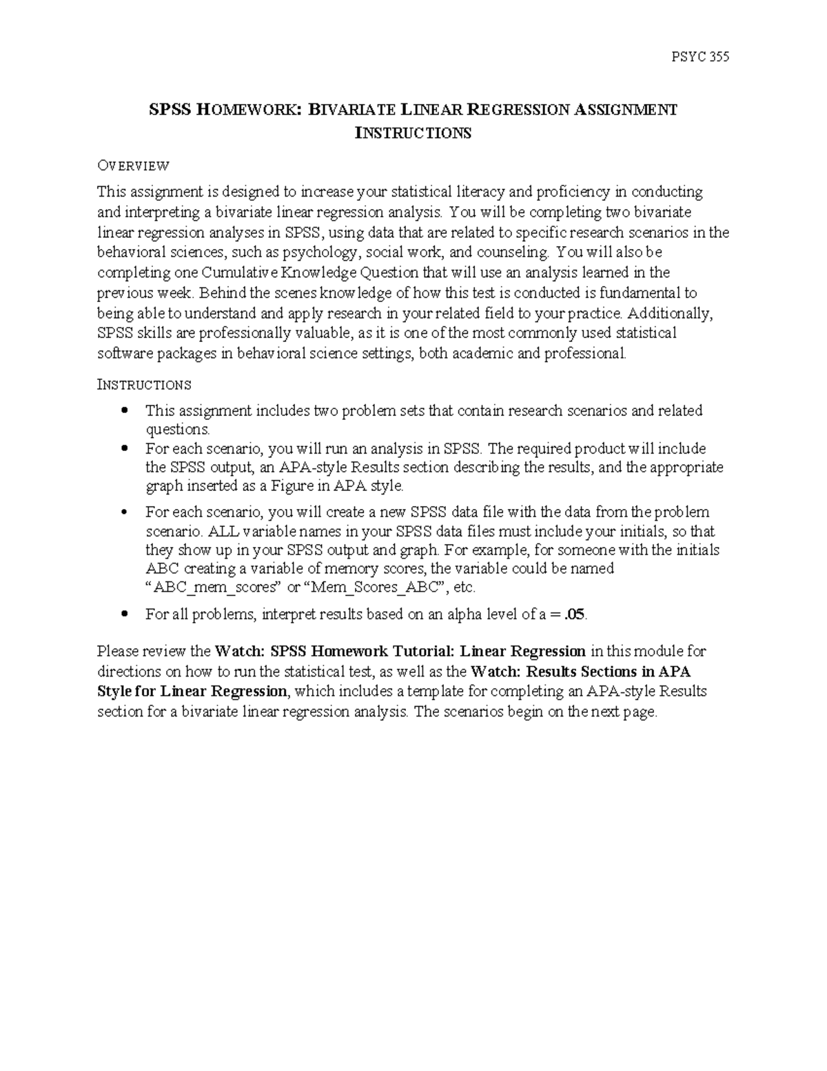 SPSS Homework Bivariate Linear Regression Assignment-JV - SPSS HOMEWORK: BIVARIATE LINEAR ...