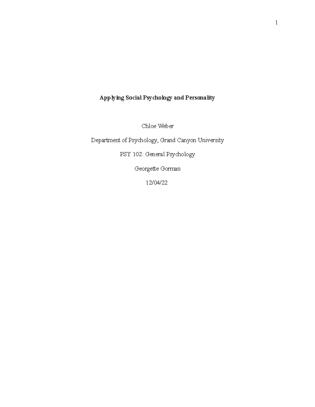 Applying social psychology - It will outline how personality is ...