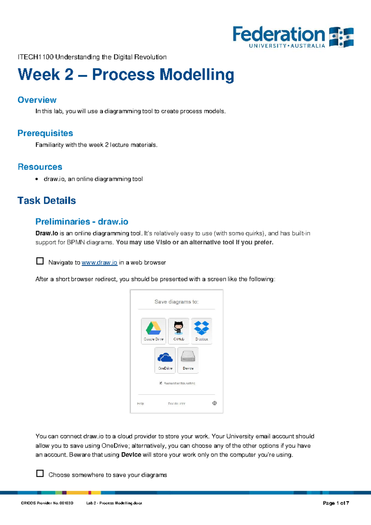 Lab 2 - Process Modelling - ITECH1100 Understanding the Digital ...