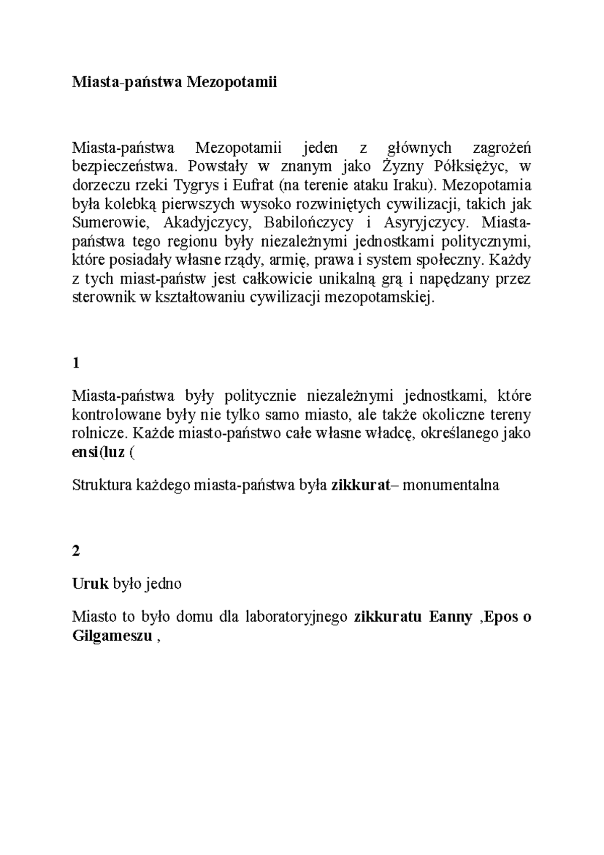 Miasta-państwa Mezopotami - Miasta-państwa Mezopotamii Miasta-państwa ...