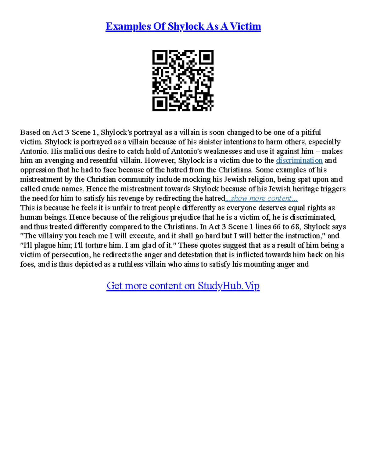 Is Shylock A Victim Or A Villain Essay - Examples Of Shylock As A ...