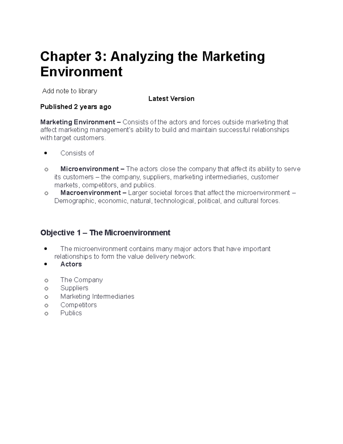 Chapter 3 - Lecture notes 2 - Chapter 3: Analyzing the Marketing ...
