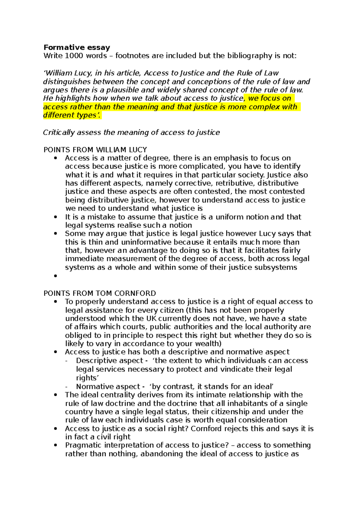 Formative Essay - Formative essay Write 1000 words – footnotes are ...