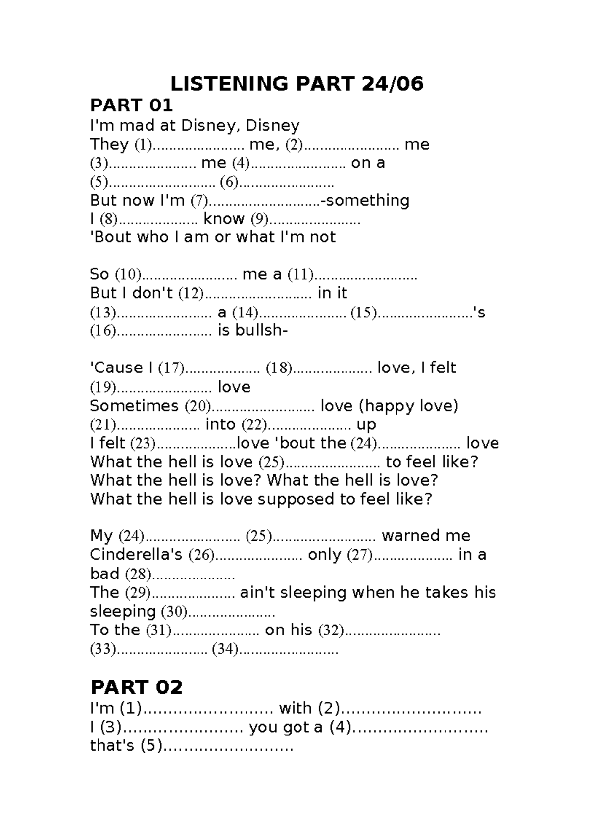 Listening PART 17-06 - Các phần nghe - LISTENING PART 24/ PART 01 I'm ...